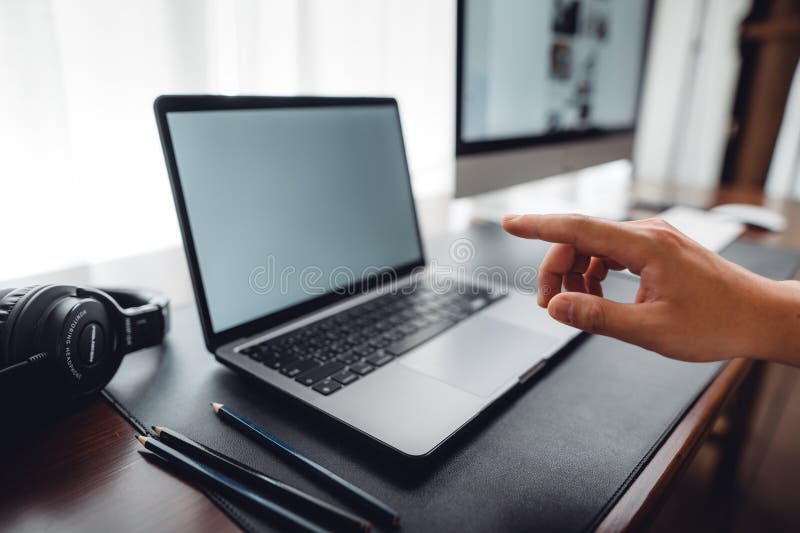 Hands Working on a Laptop Computer Stock Photo - Image of display ...