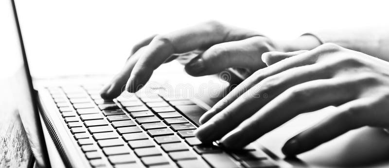 Hands working on laptop stock photo. Image of hardware - 52134034