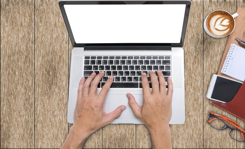Hands working on laptop stock image. Image of keyboard - 78045801