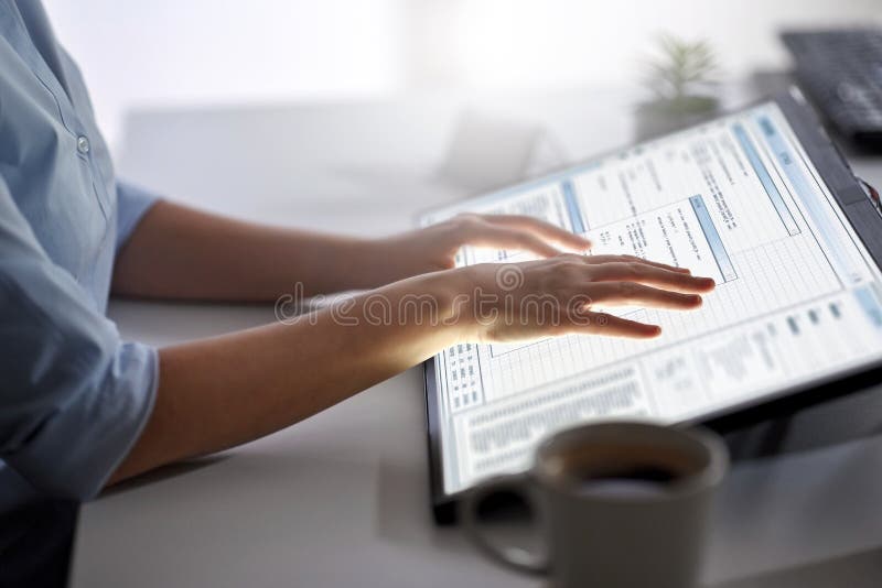 Hands Working with Led Light Tablet at Office Stock Photo - Image of ...