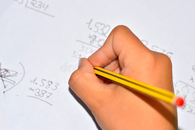 Hands Working Math at School Stock Photo - Image of child, girl: 243578582