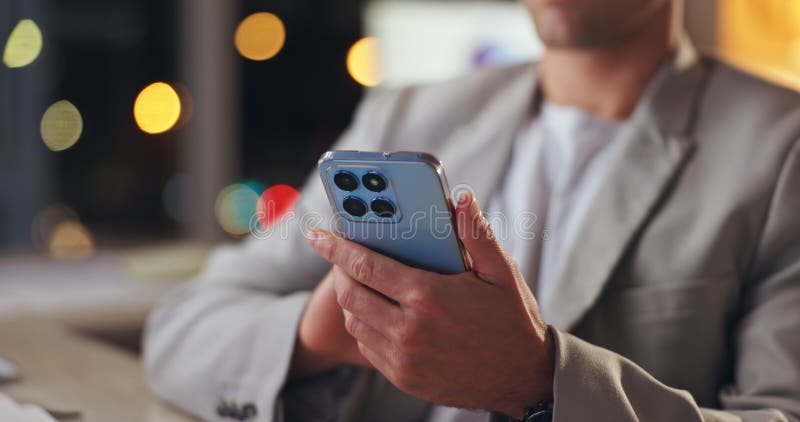 Hands, Working and Office with Check for Phone, Online Message or Email ...