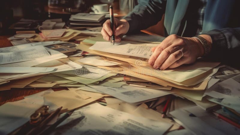 Covered Desk Paperwork Stock Illustrations – 206 Covered Desk Paperwork ...