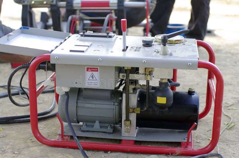 Hands Working on Pipe Joint Construction Machine Stock Photo - Image of ...