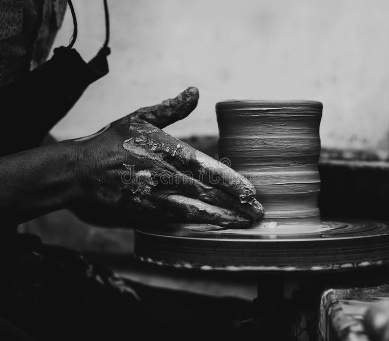 Hands Working on Pottery Wheel Stock Image - Image of creativity ...