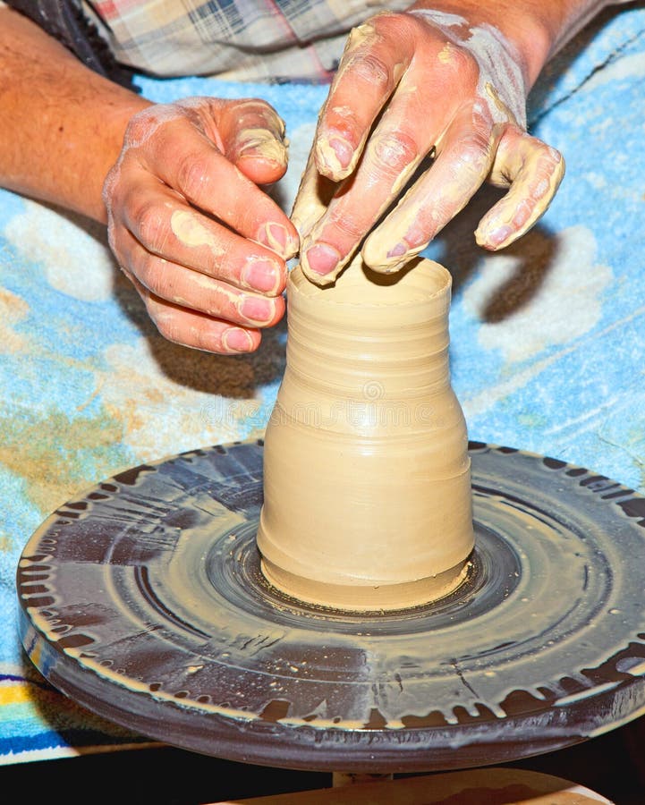 Hands Working on Pottery Wheel Stock Photo - Image of skill, artist ...