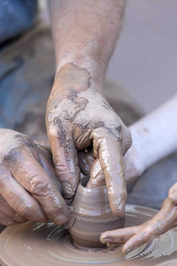 Hands Working on Pottery Wheel Stock Photo - Image of lesson, craft ...