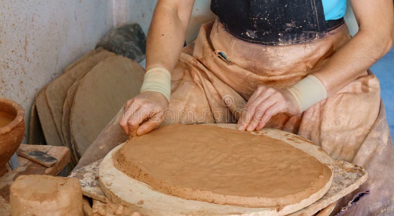 Hands Working on Preparing for Pottery Wheel Stock Image - Image of ...