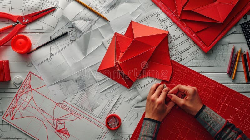 The Red Architectural Model..AI Generated Image Stock Image - Image of ...