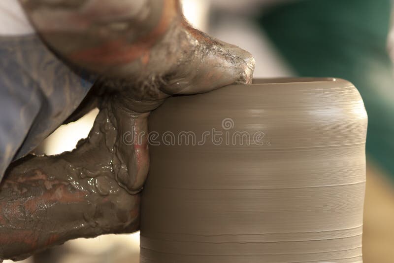 Hands Working To Shape the Clay Stock Image - Image of artist, children ...