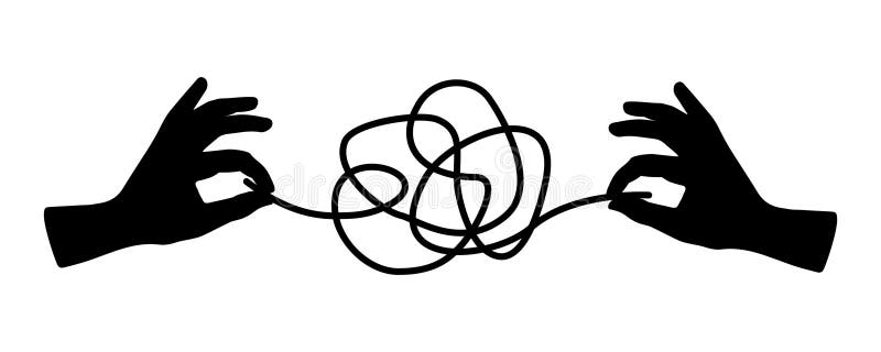 Hands Working Together To Untangle Rope, Concept of Solving Problems ...