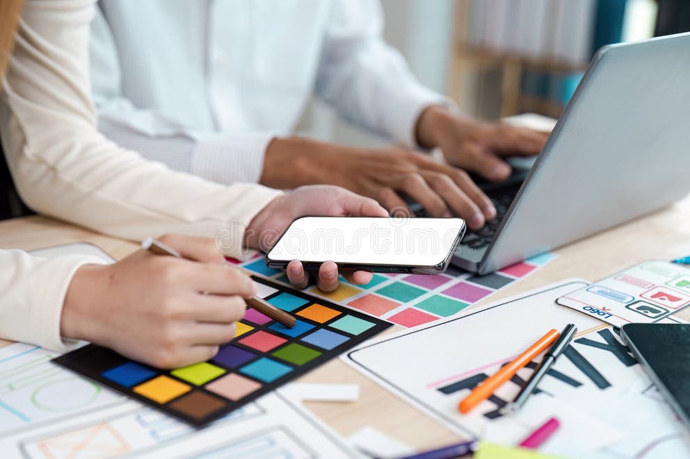 Creative UX UI Design Process with Mobile App Interface and Logo ...