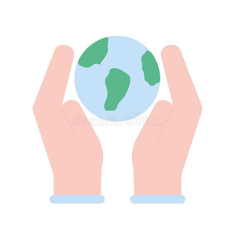 Hands With World Flat Style Icon Vector Design Stock Vector ...