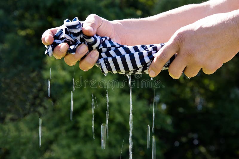 Hands wring out cloth. stock image. Image of drop, hand - 64288401