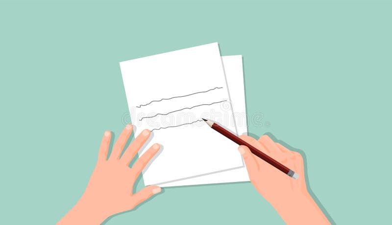 Hands Write Letter. Writing and Correcting Text Checking Spelling and ...