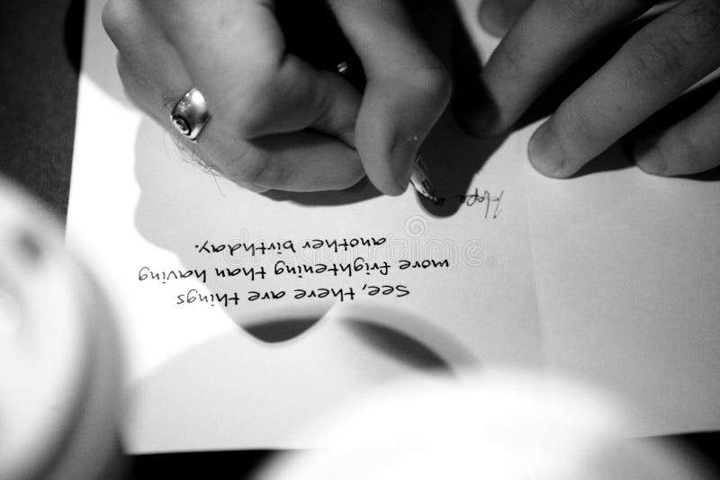 Hands Writing a Card stock photo. Image of perspective - 2733166