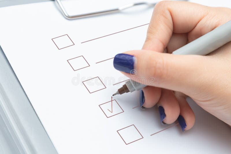 Hands Writing Check List and Marker Stock Image - Image of paper, mark ...