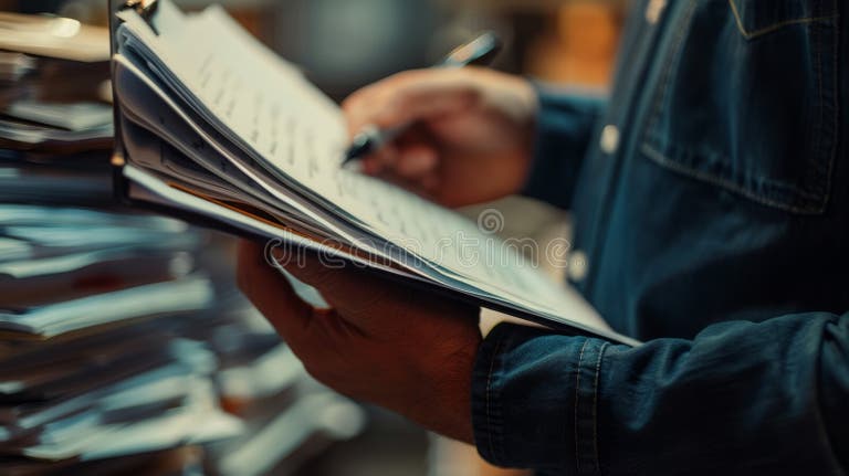 The Man Checking Paperwork.AI Generated Image Stock Image - Image of ...