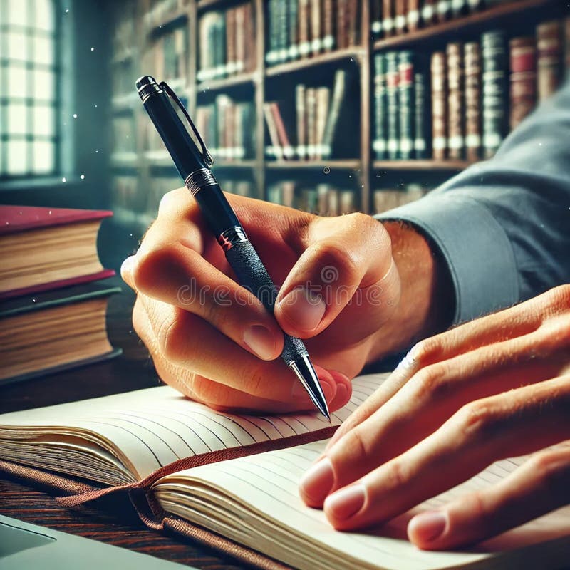 Hands Writing in Journal with Pen Stock Illustration - Illustration of ...