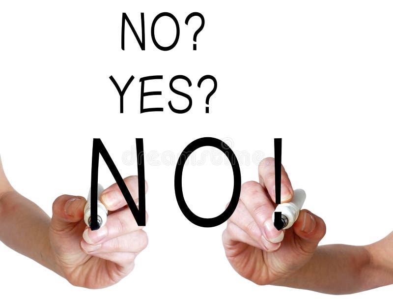 Hands writing no and yes stock image. Image of doubts - 58938693