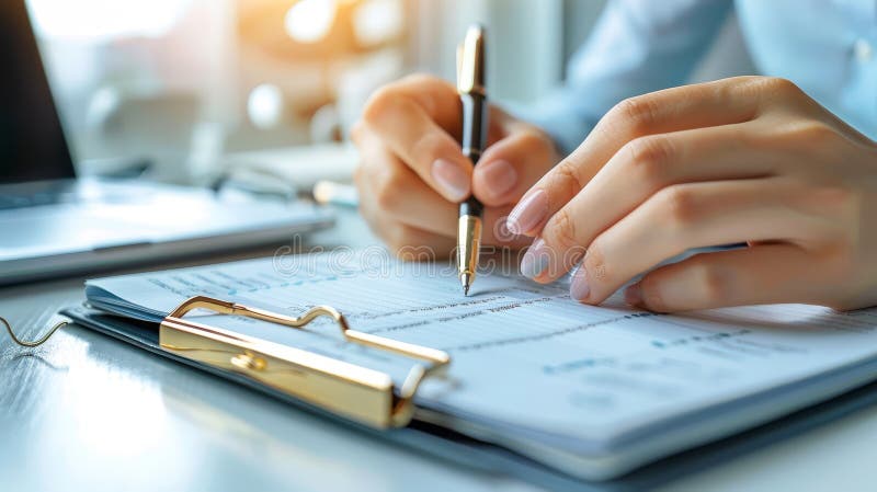 Hands Writing Notes on Clipboard in Office Stock Photo - Image of ...