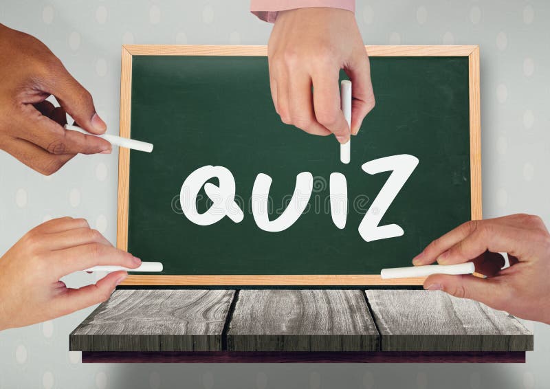 Hands Writing Quiz on Blackboard Stock Image - Image of education ...