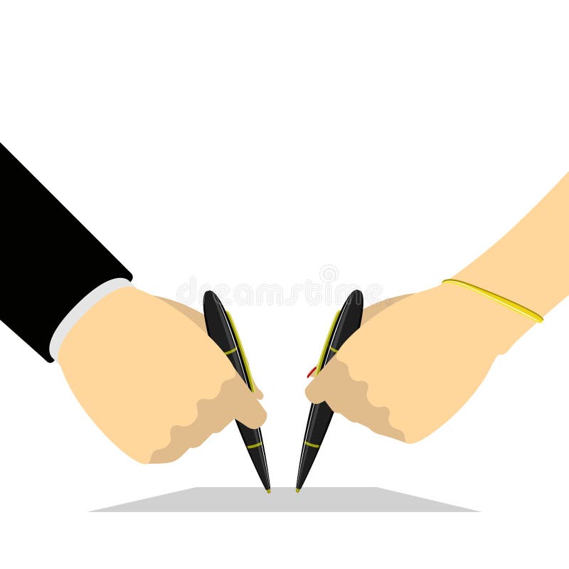 Hands writing together stock vector. Illustration of partnership ...
