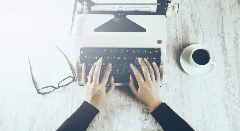 Hands Writing on Typewriter Stock Image - Image of typewriter, space ...