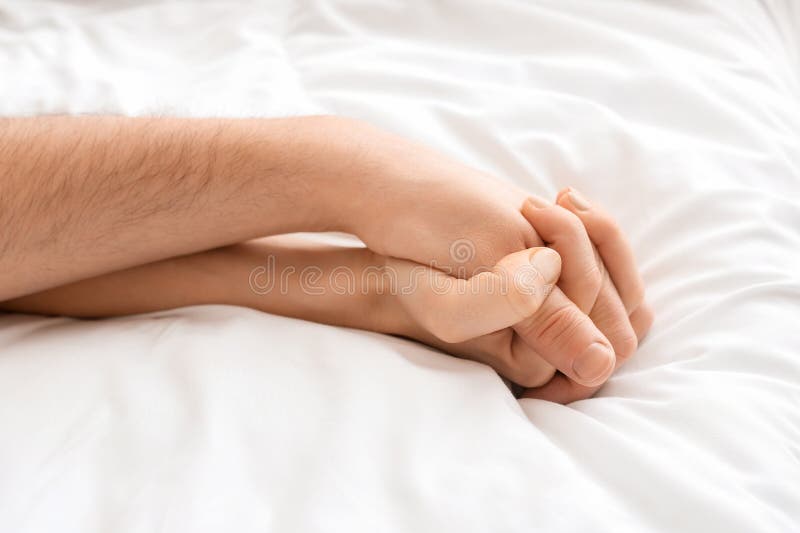 Hands of Young Couple Sleeping in Bed Stock Image - Image of husband ...