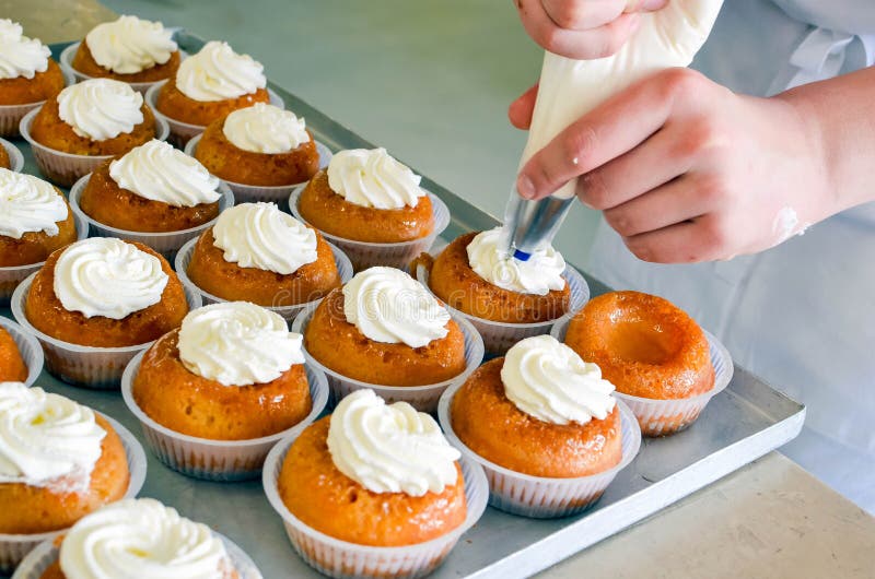 Hands of a Young Female Pastry Chef Making Rum Baba Stock Image - Image ...