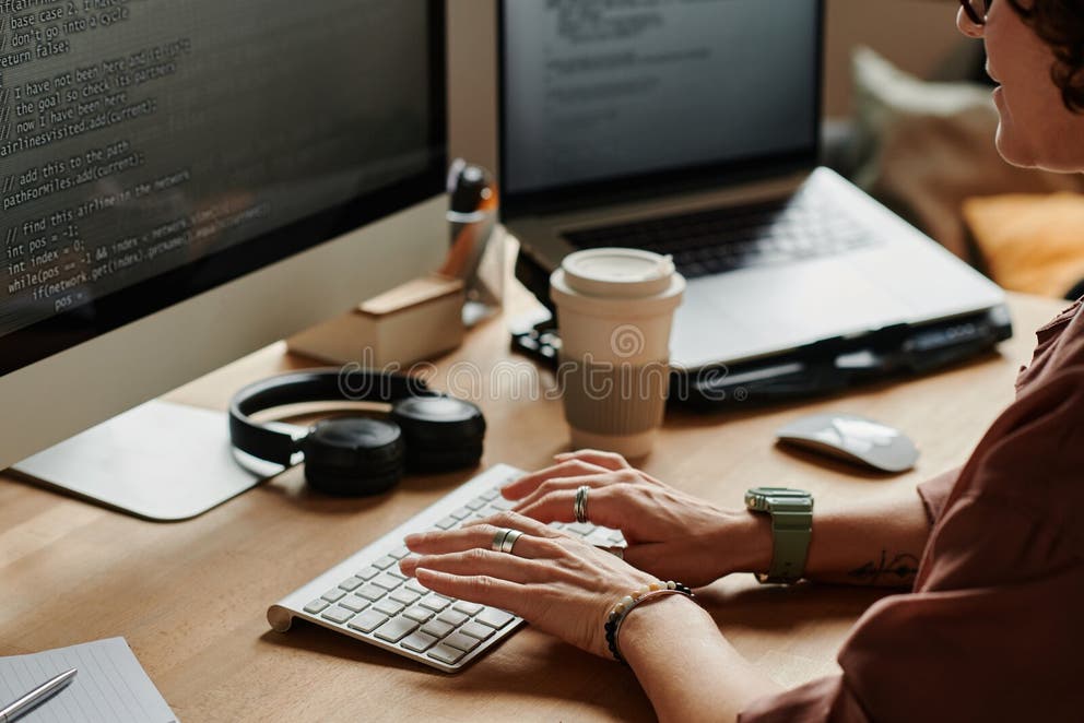 Hands of Young Programmer Touching Keys of Computer Keypad Stock Photo - Image of code, type ...