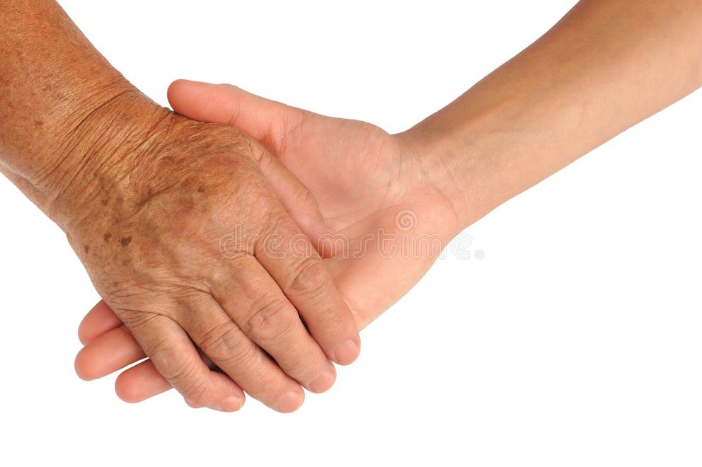 Hands of Young and Senior Women Stock Photo - Image of aging, friends ...