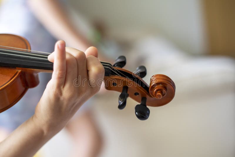 Hands of a Young Young Violinist Music on the Violin, Horizontal Stock ...