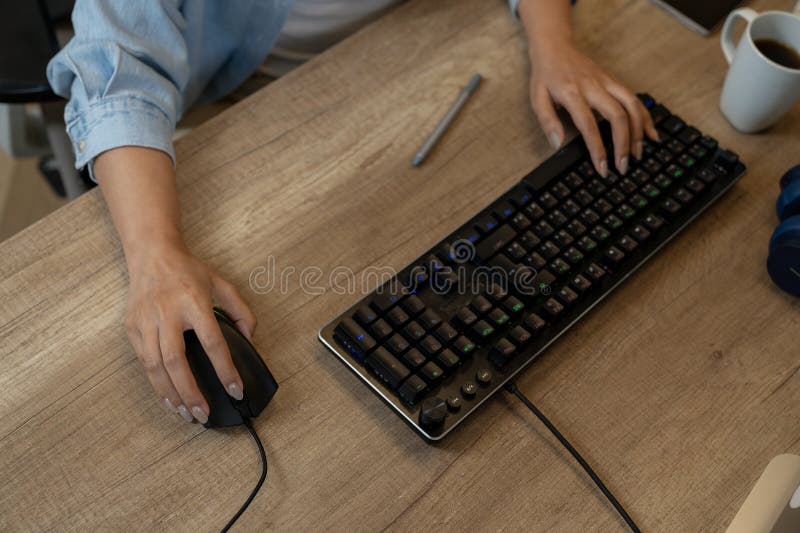 Woman Hand Working with Computer Keyboard Stock Image - Image of lying ...