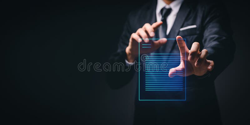 Hands Zooming an Illustrative Digital Document Stock Image - Image of ...