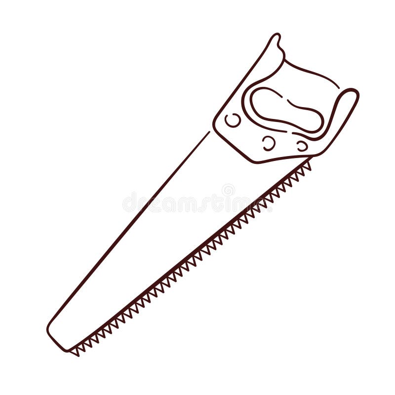 Handsaw with Sharp Teeth and an Ergonomic Handle in Line Art Style ...