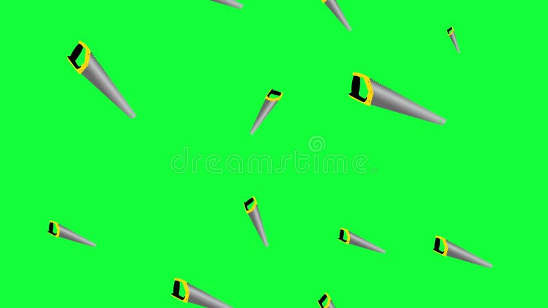 Handsaw Tools Falling Animation on Green Screen Chroma Key , Graphic ...