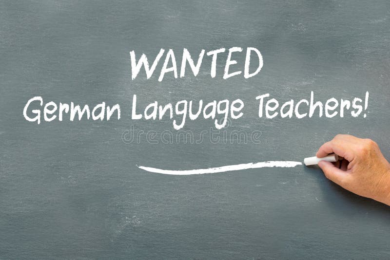 Hand Auf Einer Tafel Mit Dem Deutschen Fasst Sprechen Sie Deutsch Ab ...
