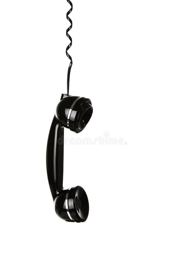 Telephone Handset Dangling from Cord Isolated Stock Image - Image of ...
