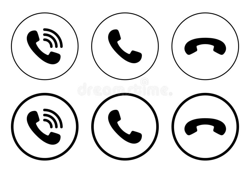 Handset Phone Call Icon on Circle Line Stock Vector - Illustration of ...
