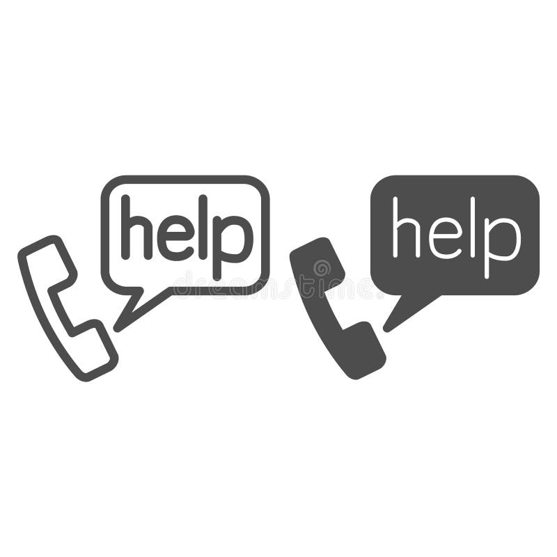 Handset with Speech Bubble Line and Solid Icon, Hotline Support Concept ...
