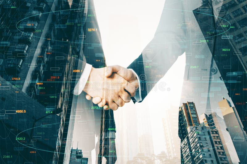 Virtual handshake stock image. Image of office, cooperation - 166185485