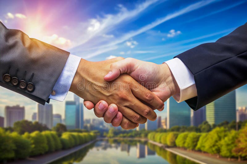 Handshake Across a Divide Bridging Gaps. Generated Using AI. Stock ...