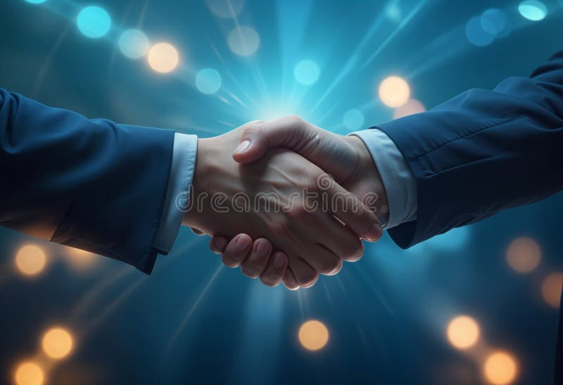 Handshake Against a Backdrop of Bokeh Light Stock Illustration ...