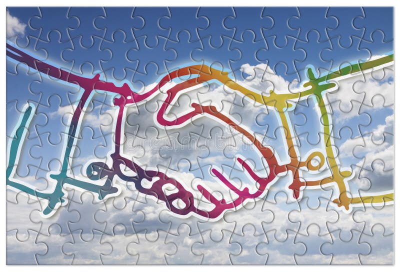 Handshake Against a Cloudscape Background - Concept Image in Jigsaw ...