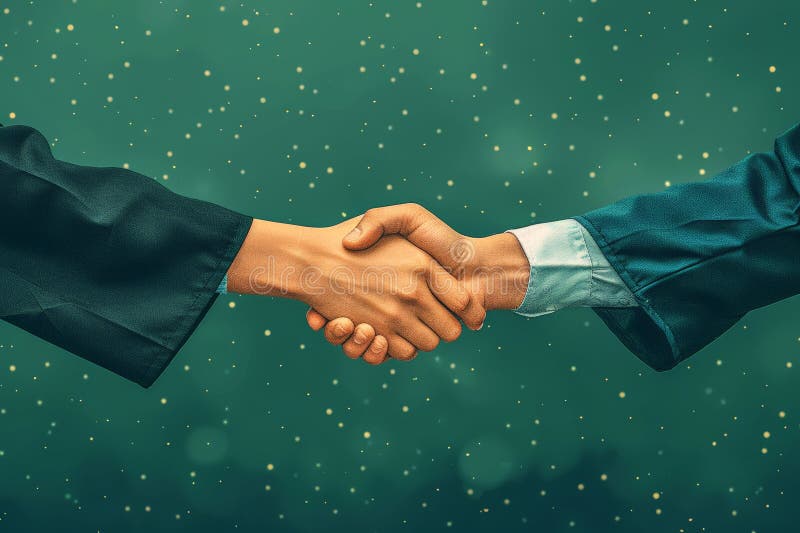 Handshake Against a Starry Backdrop, Symbolizing Agreements and ...
