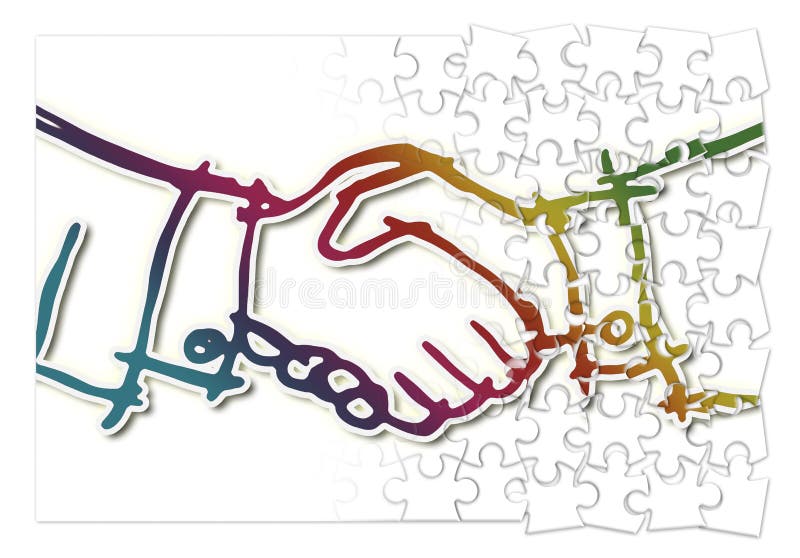 Handshake Against A White Background - Concept Image In Jigsaw Puzzle ...