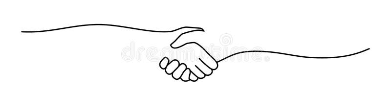 Handshake, Agreement, Introduction Banner Hand Drawn with Single Line ...