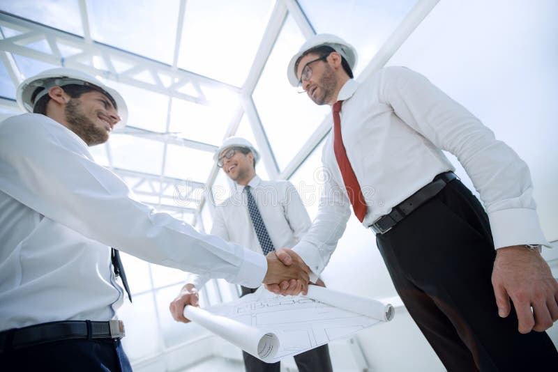 Handshake between Architect and Customer Stock Photo - Image of office ...