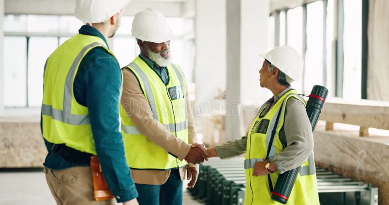Handshake, Architecture and Engineering Team Shaking Hands with a ...